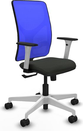 Piqueras y Crespo Schreibtischstuhl Home Office mit wei&szlig;en und schwarzen Armlehnen, h&ouml;henverstellbare Lendenwirbelst&uuml;tze, 3 Positionen, Blau/Schwarz