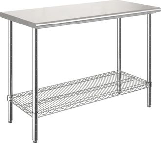 Seville Classics Professioneller Arbeitstisch mit Arbeitsplatte aus Edelstahl