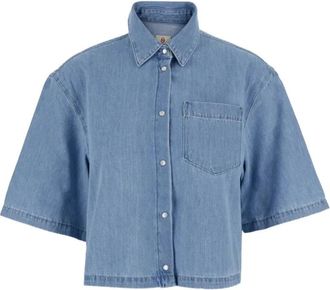 AG - Adriano Goldschmied Femme, Blouses et Chemises, Bleu, Taille: 38 FR Kodiak Boxy Shirt