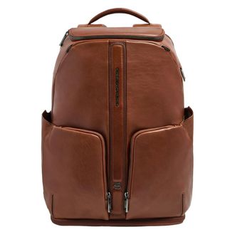 Piquadro Zwei-F&auml;cher-Leder-Laptop-Rucksack 15-6 - - Bags - Herren - Braun - ONE SIZE