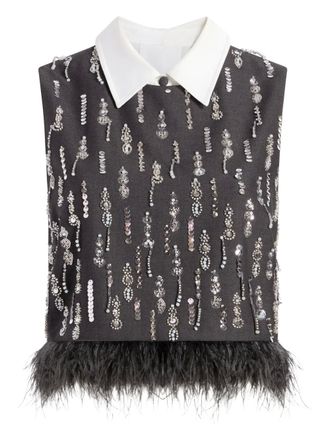 Cinq &agrave; Sept haut Selene &agrave; sequins - Gris