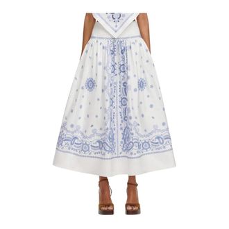 Self Portrait Paisley Print Midirock - - Skirts - Damen - Wei&szlig; - S