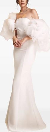 Ana Radu Schulterfreies Kleid mit Rüschen - Weiß