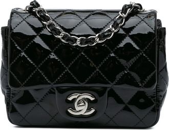 Chanel Hobo Bags - Mini Square Classic Patent Single Flap - Gr. unisize - in Schwarz - für Damen