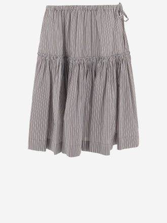 Dries Van Noten Womens Skirt, Striped Cotton And Silk Multicolour