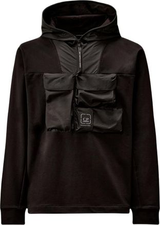 C.P. Company C.p. Company, Homme, Sweatshirts et sweats &agrave; capuche, Noir, Taille: L Half-Zip Sweat &agrave; capuche