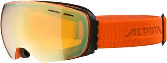 Alpina GRANBY Q-LITE - verspiegelte, kontrastverst&auml;rkende Skibrille mit 100% UV-Schutz f&uuml;r Erwachsene - black-pumpkin matt - one size