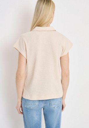 Cecil T-Shirt Sommershirt mit Struktur im Two-Tone-Look und mit Polokragen