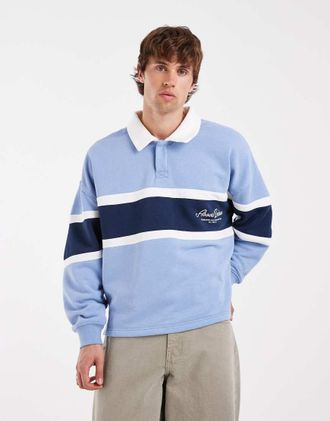 Cotton On Polo de rugby &agrave; imprim&eacute; graphique - Bleu riviera