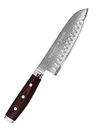 Yaxell Super Gou 161 Super GOU 161 Santoku Messer Kullenschliff 16,5 cm 37101G, Rot Rot