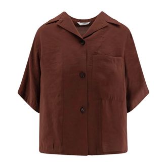 Hev&ograve; Femme, Blouses et Chemises, Brun, Taille: 36 FR Chemise Manches Courtes Novoli