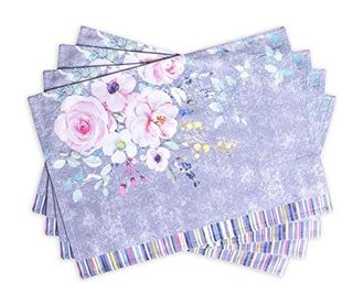 Maison d'Hermine Sweet Rose Lavender Lot de 4 Sets de Table 100% Coton pour la Table &agrave; Manger, la Cuisine, Les Mariages, la Vie Quotidienne, Les d&icirc;ners, Le Printemps/&eacute;