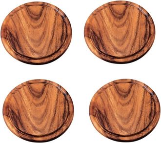 KESPER | 4er Pack Fleischteller mit Saftrille | Frühstücksbrettchen aus Akazienholz | rund 30 cm ø | ideal zum Frühstücken oder Abendbrot