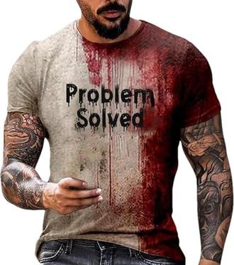 Generic Chemise &laquo; Problem Solved Blood &raquo;, &laquo; Im Fine Bloody &raquo;, col rond, motif &eacute;claboussures de sang, chemise sanglante amusante pour Halloween, t-shirt imprim