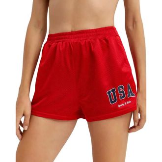 Sporty & Rich Femme, Sport, Rouge, Taille: 36 FR USA Mesh Disco Short