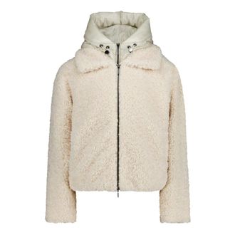 AMBER & JUNE Pl&uuml;sch-Kapuzenjacke - - Jackets - Damen - Wei&szlig; - S