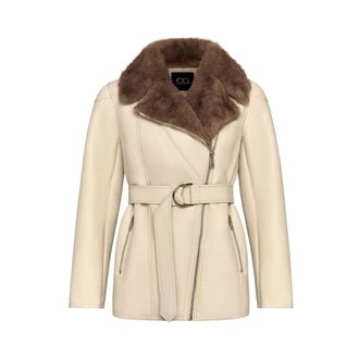 Cesare Gaspari Mantel mit Shearling-Futter und G&uuml;rtel - - Coats - Damen - Beige - L