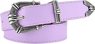 Generic Ceinture r&eacute;tro &agrave; boucle aiguille pour femme - Ceinture &eacute;l&eacute;gante - Boucles de ceinture occidentales pour homme, violet, taille unique
