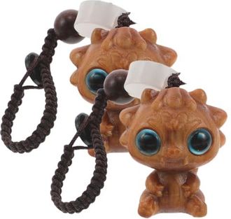 Hemobllo Lot de 2 Porte-cl&eacute;s en Bois Sculpt&eacute; Dragon, Breloques D&eacute;coratives L&eacute;g&egrave;res pour Voiture et Paquet &agrave; Main, Design Artisanal Grav&eacute;, Accessoires Culturels
