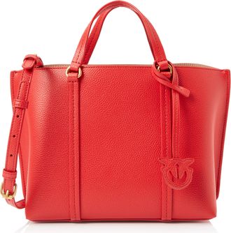 Pinko Damen Carrie Shopper Classic Bottalata Leder Tasche, R30q_rot-Antique Gold