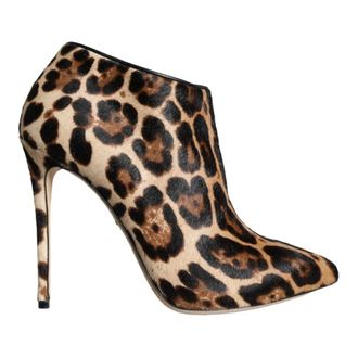 Dolce & Gabbana Femme, Chaussures, Brun, Taille: 37 1/2 EU Bottines à talons en peau de veau imprimée léopard