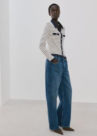 Mango Gestreifte Cardigan mit Schmuckknop marineblau - Damen - XXS - MANGO