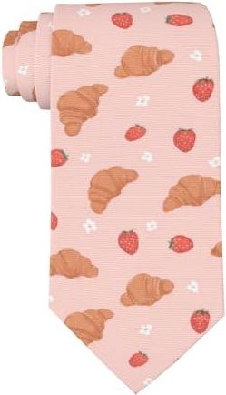Generic Croissants Roses De Dessin Animé Cravate Homme Élégante Cravate Décontractée Cravates Pour Mariages Scolaires Formelle