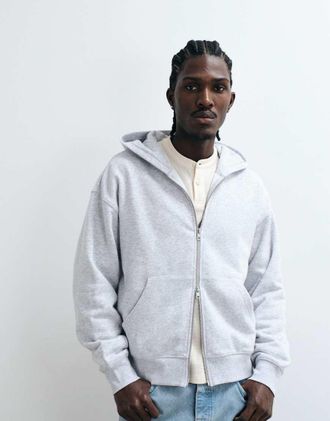 Cotton On Kapuzenpullover mit Rei&szlig;verschluss in Grau meliert