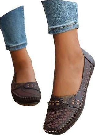 Generic Mocassins D&eacute;contract&eacute;s Femme &agrave; Enfiler Semelle Flexible Confort Extr&ecirc;me pour Marche Quotidienne (c-Coffee, 40)