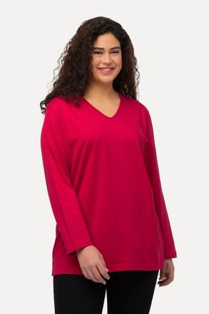 Ulla Popken T-Shirt Shirt V-Ausschnitt Relaxed Langarm