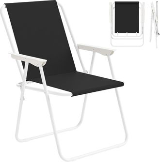 Woltu Campingstuhl klappbar, Klappstuhl Leichter für Outdoor, Angelstuhl mit Armlehnen, Strandstuhl Klapphocker für Camping Strand Garten Terrasse, Schwarz