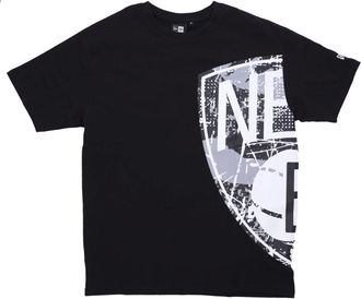 New Era Brooklyn Nets Logo Tee Schwarz/Wei&szlig; - - Tops - Herren - Schwarzk - L