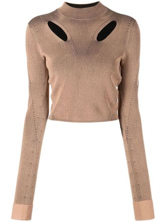 Dion Lee Cropped-Pullover mit Cut-Out - Braun