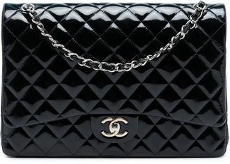 Chanel Hobo Bags - Maxi Classic Patent Double Flap - Gr. unisize - in Blau - f&uuml;r Damen