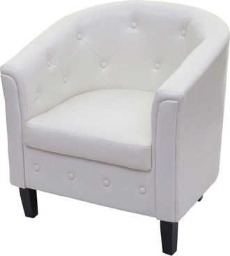 Hhg Neuwertig] Sessel Stafford T810, Loungesessel Clubsessel, Chesterfield-Look, Kunstleder Weiß