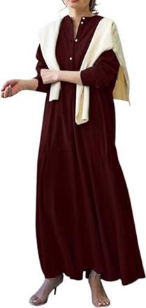 Generic 2026 Robe amincissante &agrave; ourlet irr&eacute;gulier ample m&eacute;lange robe midi style cor&eacute;en pour femme, Rouge, 4XL