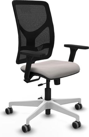 Piqueras y Crespo Wei&szlig;er Schreibtischstuhl mit 3D-Armen, h&ouml;henverstellbare Lendenwirbelst&uuml;tze, ausgestattet mit Syncro/Traslack und Schneideschaum, Schwarz/Wei&szlig;