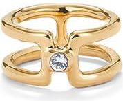 Uno De 50 UNOde50 Bague double plaquée or 18 carats avec topaze blanc central