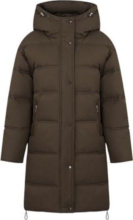 Generico Manteau Femme Dhiver Élégant Longue Parka À Capuche Chaude Veste Automne Hiver Vestes Rembourré Casual Veste Manteaux Polaire Outwear Avec Zip Et Poch