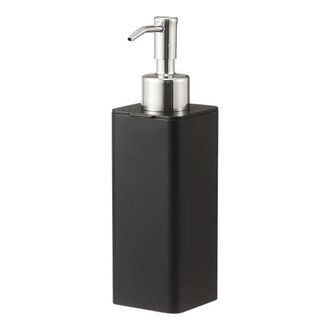 Yamazaki Tableware Yamazaki 5352 Tower Klebehaken-Seifenspender, schwarz, ABS-Harz/Stainless Stahl/Polyethylen, minimalistisch, 5.5 x 7.5 x 19.5 cm