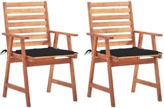 vidaXL Vidaxl - Chaises à manger dextérieur lot de 2 et coussins Acacia massif
