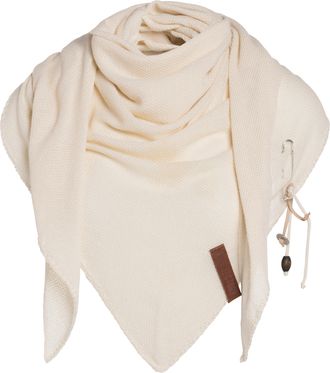 Knit Factory Lola Dreieckstuch - Fein Gestrickter Damen Schal - Tuch Schal - Für Frühling und Sommer - Baumwollmix - Ecru - 190x85 cm