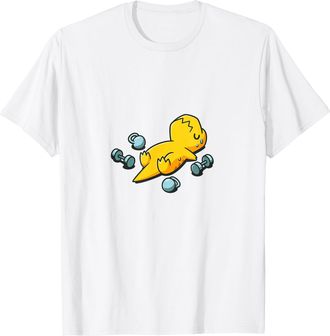 Hello Kitty Dino Hanteln Humor Fitness Gym Cartoon Design T-Shirt