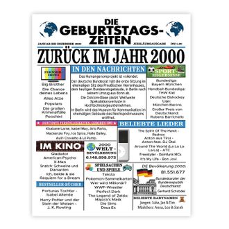 Stuff4 25. Vintage Bilder Poster Ungerahmt - Zurück im Jahr 2000 Zeitung - Wandbilder Wohnzimmer Schlafzimmer Vintage 25 Jahrgang Geboren, 20cm x 25cm Wand D