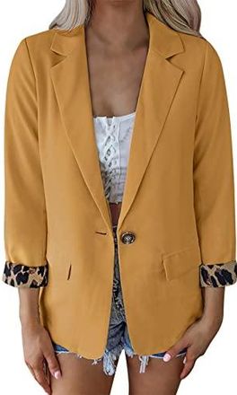 Generic Vestes pour femmes, couleur unie, coupe ajust&eacute;e, un bouton, manches moyennes, veste de costume de loisirs 2026, a, XXL