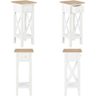 vidaXL Vidaxl - Beistelltisch Wei&szlig; 27 x 27 x 65,5 cm Holz - Holz Tisch - Nachttisch - Beistelltisch - Deko Regal - Wohnzimmerschrank - Home & Living