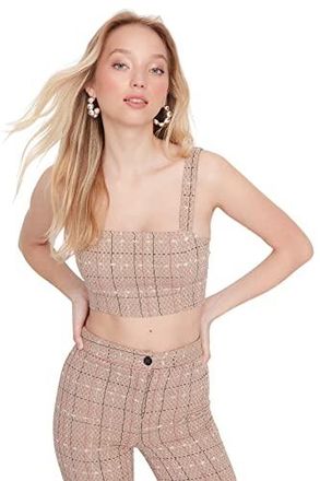 Trendyol Woman Regular Standard Square Collar Woven Blouse Chemise, Beige, 36 Femme