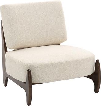 HOMCOM Fauteuil Salon en Chenille, Fauteuil Chambre Confortable Moderne avec Coussin épais, Assise rembourrée et Pieds en Bois dhévéa, Chaise de Salon, Coins