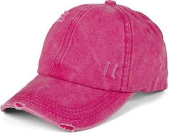 styleBREAKER Casquette Baseball pour Femmes avec Queue de Cheval, Look usé déchiré, Couleur Unie, Fermeture à Scratch, Bande croisée, Ajustable en Coton, Style déc