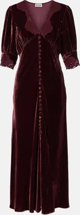 Rixo Midikleid Simone aus Samt mit Spitze
